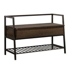 sauder north avenue storage bench, smoked oak finish