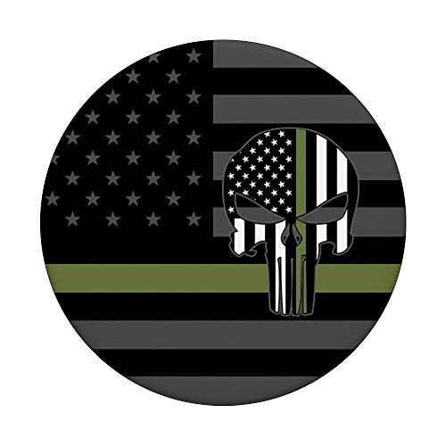 Thin Green Line Popsockets Army Military USA Flag Skull PopSockets PopGrip: Swappable Grip for Phones & Tablets