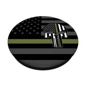 Thin Green Line Popsockets Army Military USA Flag Skull PopSockets PopGrip: Swappable Grip for Phones & Tablets