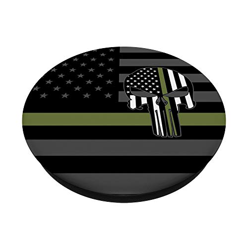 Thin Green Line Popsockets Army Military USA Flag Skull PopSockets PopGrip: Swappable Grip for Phones & Tablets