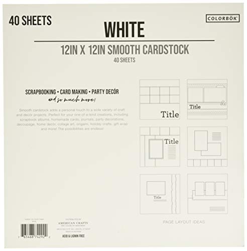 Colorbok White 12x12in Smooth Cardstock