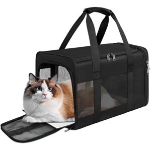 mancro cat carrier, pet carrier airline approved for medium cats 20lbs, dog carrier for small dogs and puppies, soft sided collapsible top loading cat bag carrier for travel & car