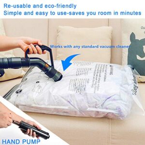 SUOCO Vacuum Storage Bags (4 Jumbo, 4 Large), Space Saver Bags for Clothes, Bedding, Pillows, Comforters, Blankets Storage, Vacuum Sealer Compression Airtight Bags with Travel Hand Pump