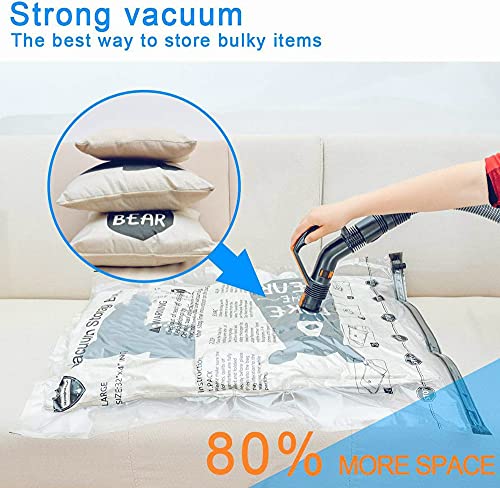 SUOCO Vacuum Storage Bags (4 Jumbo, 4 Large), Space Saver Bags for Clothes, Bedding, Pillows, Comforters, Blankets Storage, Vacuum Sealer Compression Airtight Bags with Travel Hand Pump