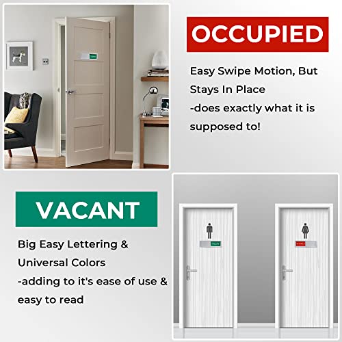 Privacy Sign, Vacant Occupied Sign for Bathroom Door, Magnetic & Sticky Slider for Home Office Restroom Conference Hotles Hospital, Tells Whether Room Vacant or Occupied, 7'' x 2'' - Silver