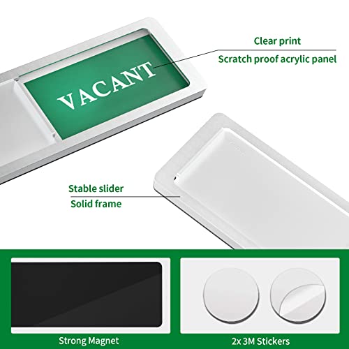 Privacy Sign, Vacant Occupied Sign for Bathroom Door, Magnetic & Sticky Slider for Home Office Restroom Conference Hotles Hospital, Tells Whether Room Vacant or Occupied, 7'' x 2'' - Silver