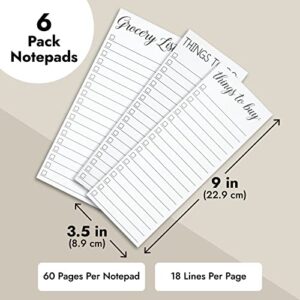 6-Pack Grocery List Magnet Pad for Fridge, To-Do Planner, Things To Buy, Things To Do Shopping Notepad for Locker, Filing Cabinet, Appointment Reminders, Meal Plans (3.5x9 in)