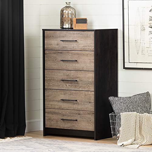 South Shore Londen, Weathered Oak and Ebony 5-Drawer Chest,