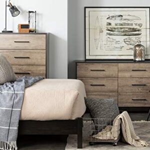 South Shore Londen, Weathered Oak and Ebony 5-Drawer Chest,