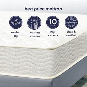 Best Price Mattress 8 Inch Tight Top Innerspring Hybrid Mattress - Comfort Foam Top with Bonnell Spring Base, Full White