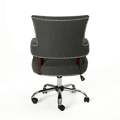 Great Deal Furniture May Traditional Home Office Chair, Dark Gray and Chrome