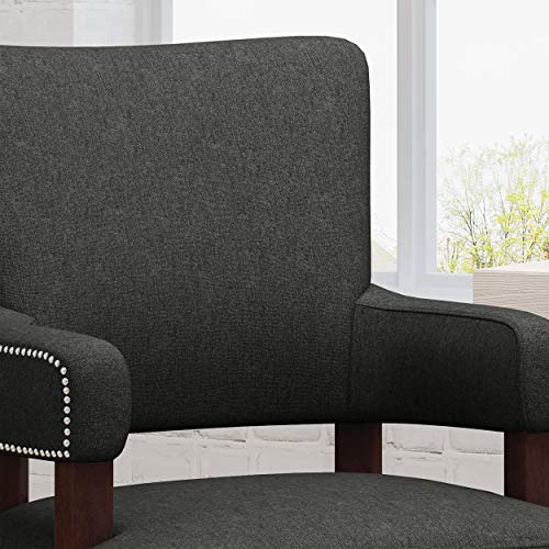 Great Deal Furniture May Traditional Home Office Chair, Dark Gray and Chrome