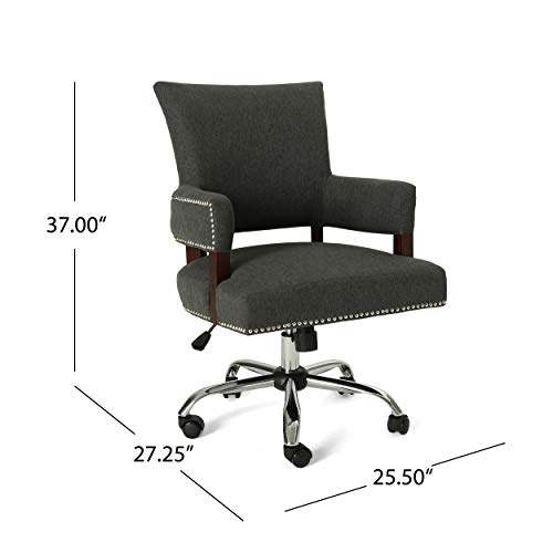 Great Deal Furniture May Traditional Home Office Chair, Dark Gray and Chrome