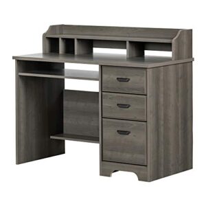 south shore versa computer desk with hutch, gray maple