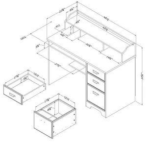 South Shore Versa Computer Desk with Hutch, Gray Maple