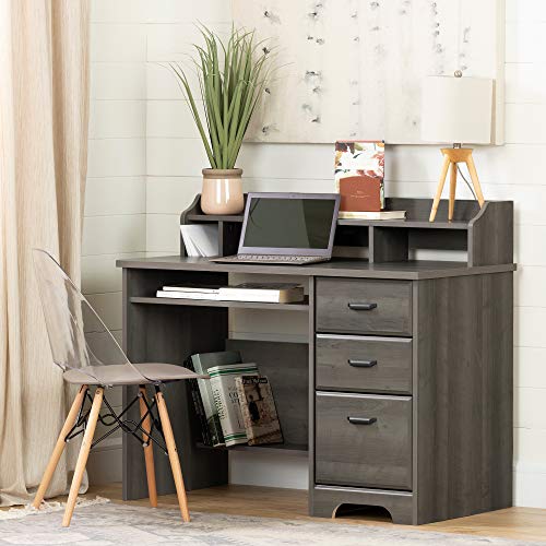 South Shore Versa Computer Desk with Hutch, Gray Maple