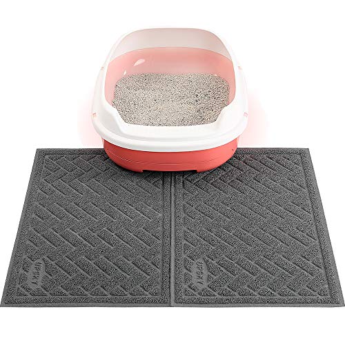 UPSKY Cat Litter Mats 2 Set of Cat Litter Pads, Cat Litter Trap Mats Can Be Spliced and Placed At-Will, Scatter Control for Litter Box, Soft on Sensitive Kitty Paws, Easy to Clean. (24’’ x 16’’)