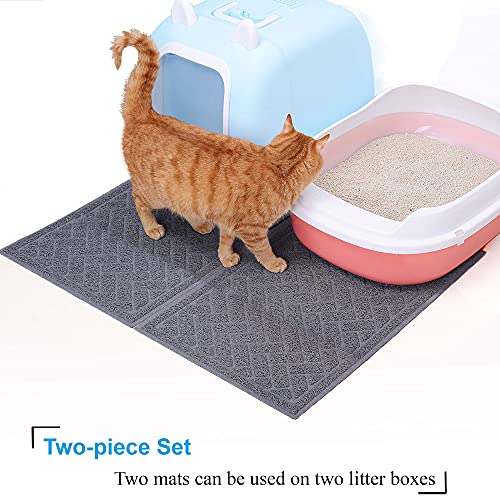 UPSKY Cat Litter Mats 2 Set of Cat Litter Pads, Cat Litter Trap Mats Can Be Spliced and Placed At-Will, Scatter Control for Litter Box, Soft on Sensitive Kitty Paws, Easy to Clean. (24’’ x 16’’)