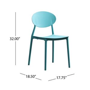 Christopher Knight Home Ali Indoor Plastic Chair (Set of 2), Teal