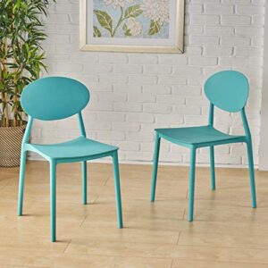 Christopher Knight Home Ali Indoor Plastic Chair (Set of 2), Teal