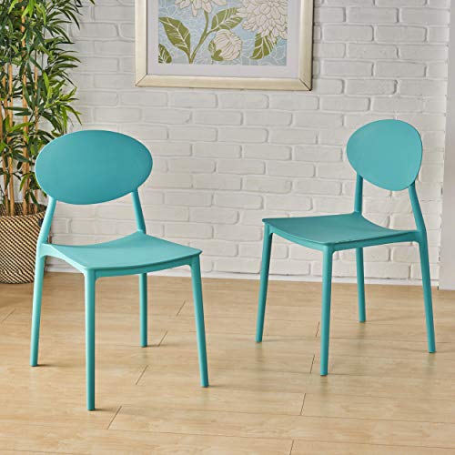 Christopher Knight Home Ali Indoor Plastic Chair (Set of 2), Teal