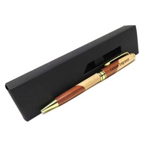 custom engraved maple & rosewood split ballpoint pen - personalized - (black gift box) - innovative surface art