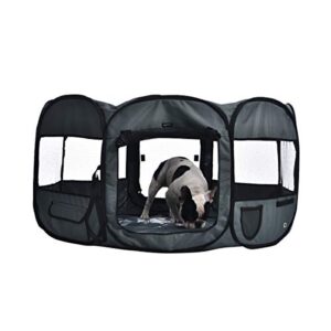 amazon basics portable soft pet dog travel playpen, large (45 x 45 x 24 inches), grey