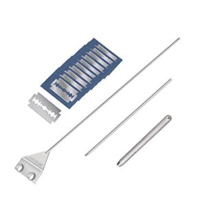 hotoolme aquarium scraper, 25.6" stainless steel scraper cleaning razor with 10 blades for glass aquarium fish tank