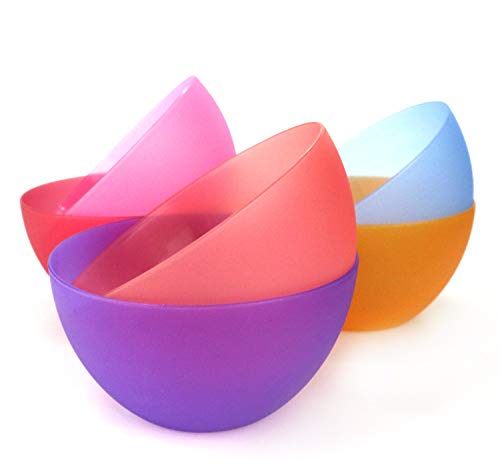 KX-WARE Plastic Bowls set of 12 - Unbreakable and Reusable 32oz/6 inch Plastic Cereal/Soup/Salad Bowls in 6 Assorted Color | Dishwasher Safe, BPA Free