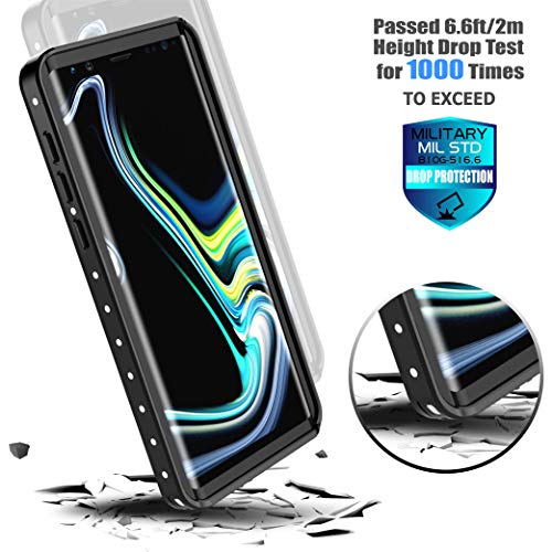 SPIDERCASE for Galaxy Note 9: Waterproof, Shockproof & Snowproof Bumper Case (Black/Transparent)