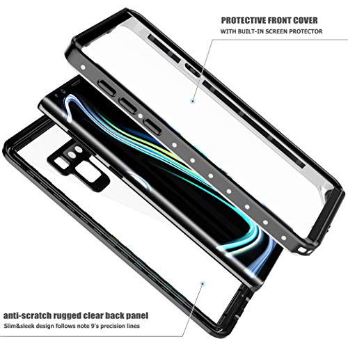 SPIDERCASE for Galaxy Note 9: Waterproof, Shockproof & Snowproof Bumper Case (Black/Transparent)