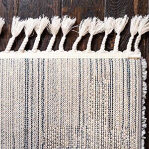 Unique Loom Hygge Shag Collection Modern Moroccan Inspired, Geometric Design, Plush & Cozy Area Rug, Rectangular 4' 0" x 6' 0", Light Gray/Ivory