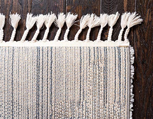 Unique Loom Hygge Shag Collection Modern Moroccan Inspired, Geometric Design, Plush & Cozy Area Rug, Rectangular 4' 0" x 6' 0", Light Gray/Ivory