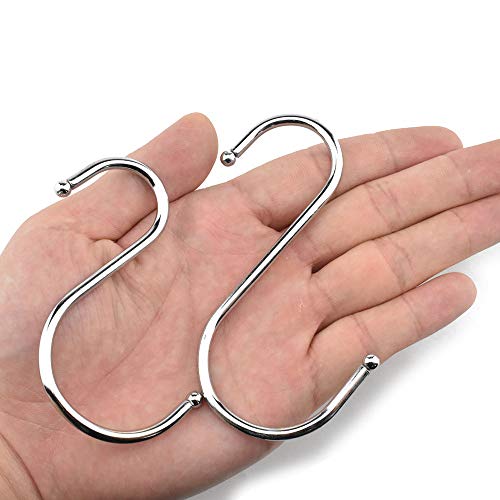 LQJ Pro S Hooks (Size Medium and Large) Closet Hooks No Scrach 16 Pack Heavy Duty Metal Rustproof Sturdy Versatile Hooks for Hanging Jeans Pots Pans Kitchen Utensils from Wire Shelving or Pot Rack