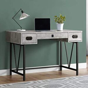 Monarch Specialties Laptop Table with Drawers-Industrial Style-Metal Legs Computer Desk Home & Office, 48" L, Grey Reclaimed Wood Look