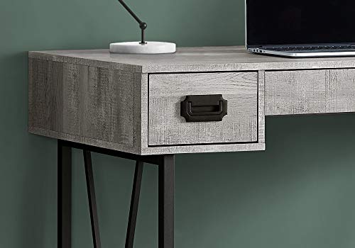 Monarch Specialties Laptop Table with Drawers-Industrial Style-Metal Legs Computer Desk Home & Office, 48" L, Grey Reclaimed Wood Look