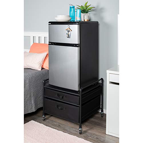 The Fridge Stand Supreme - Drawer Organization - Black Pipe Frame with Black Drawers