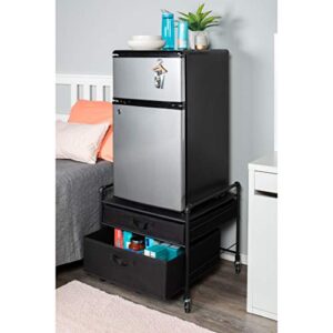 The Fridge Stand Supreme - Drawer Organization - Black Pipe Frame with Black Drawers