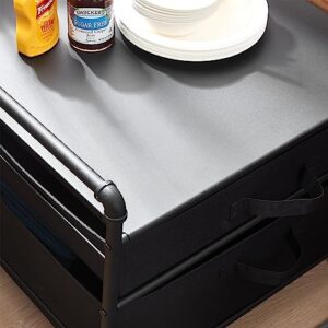 The Fridge Stand Supreme - Drawer Organization - Black Pipe Frame with Black Drawers