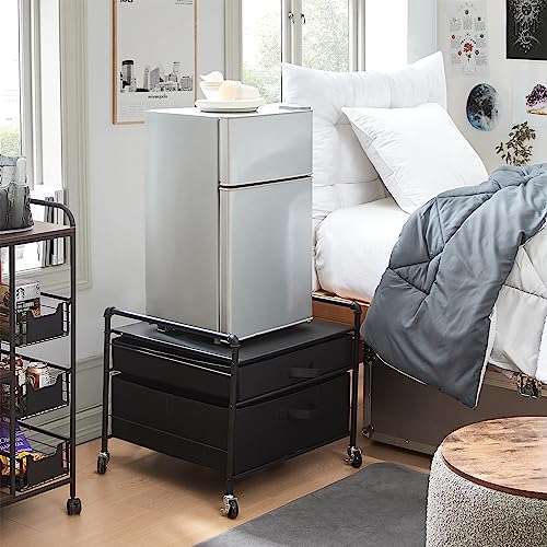 The Fridge Stand Supreme - Drawer Organization - Black Pipe Frame with Black Drawers