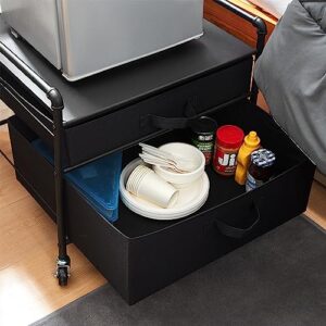 The Fridge Stand Supreme - Drawer Organization - Black Pipe Frame with Black Drawers