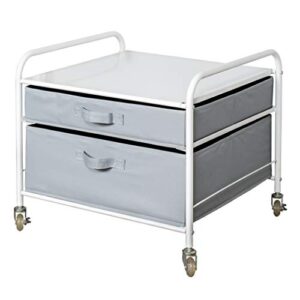 the fridge stand supreme - drawer organization - white frame with light gray drawers