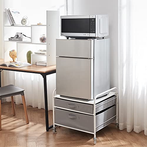 The Fridge Stand Supreme - Drawer Organization - White Frame with Light Gray Drawers