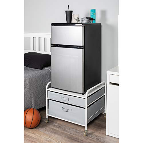 The Fridge Stand Supreme - Drawer Organization - White Frame with Light Gray Drawers