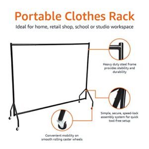 Amazon Basics Heavy Duty Rolling Garment Rack, Hanging Clothes Organizer Rail for Display and Storage, 72 x 60 Inches - Black