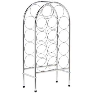 amazon basics curved metal 14-bottle standing wine holder rack, chrome