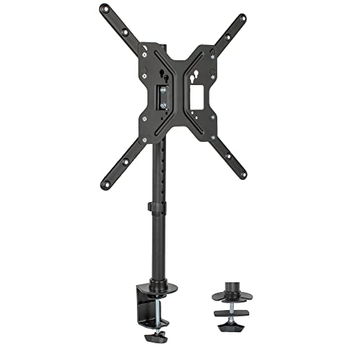 VIVO Black Ultra Wide Screen TV Desk Mount for up to 55 inch Screens, Full Motion Height Adjustable Single Television Stand, STAND-V155C