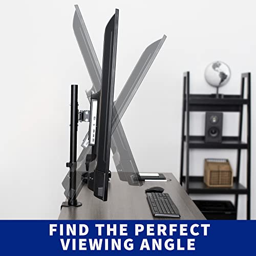 VIVO Black Ultra Wide Screen TV Desk Mount for up to 55 inch Screens, Full Motion Height Adjustable Single Television Stand, STAND-V155C