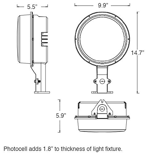 LEDwholesalers 70W LED Dusk-to-Dawn Area and Wall Security Light with Photo Control, ETL-Listed, Daylight 5000K, 3913WH