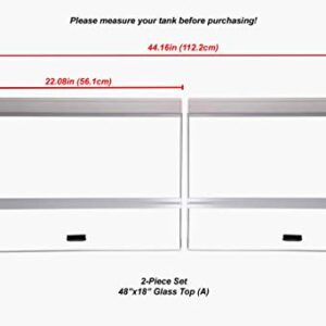 H2Pro Glass Canopy 2 Piece Set for Aqueon All Glass 75/90/110 Gallon 48x18 Aquarium Fish Tank (Each Piece Measure 22.08 x 16.57 x 0.16in)